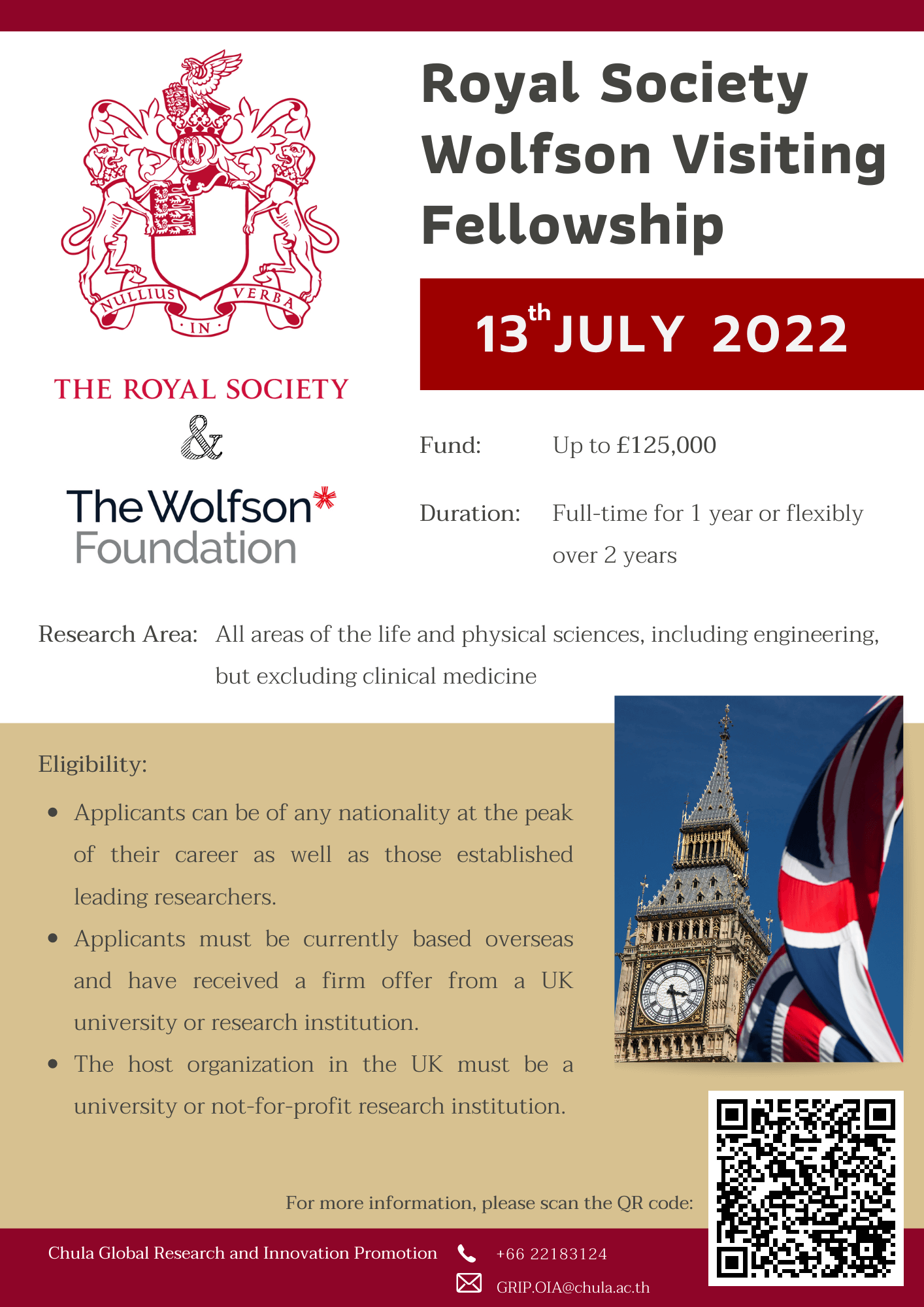 Royal Society Wolfson Visiting Fellowship - Office of International ...