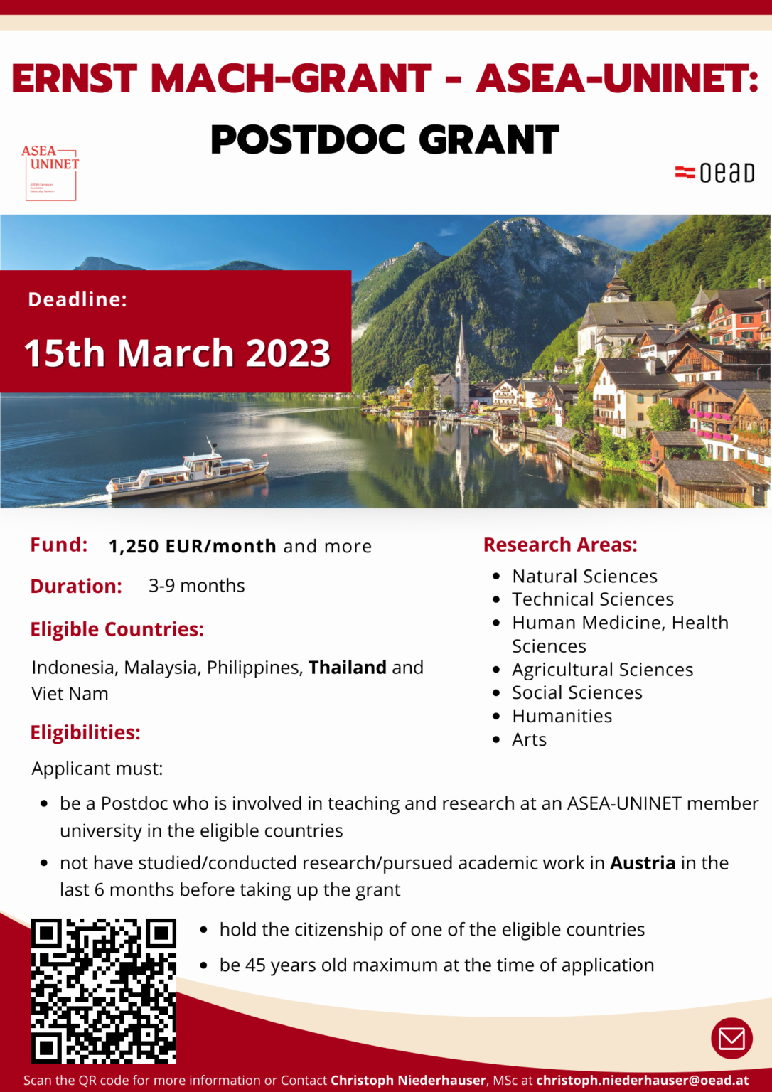 Ernst Mach-Grant – ASEA-UNINET: Postdoc Grant - Office of International Affairs and Global Network