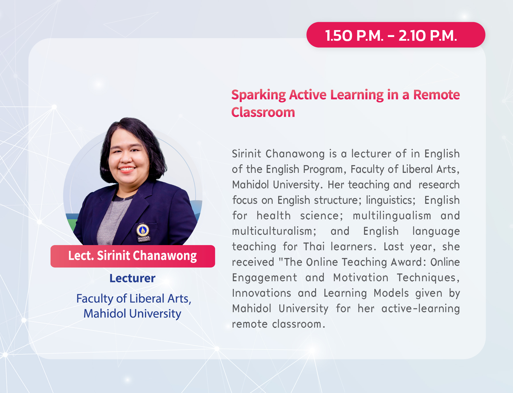 [Webinar] Mahidol Quality Fair 2022: Technology Enhanced Personalised Learning Experience ...
