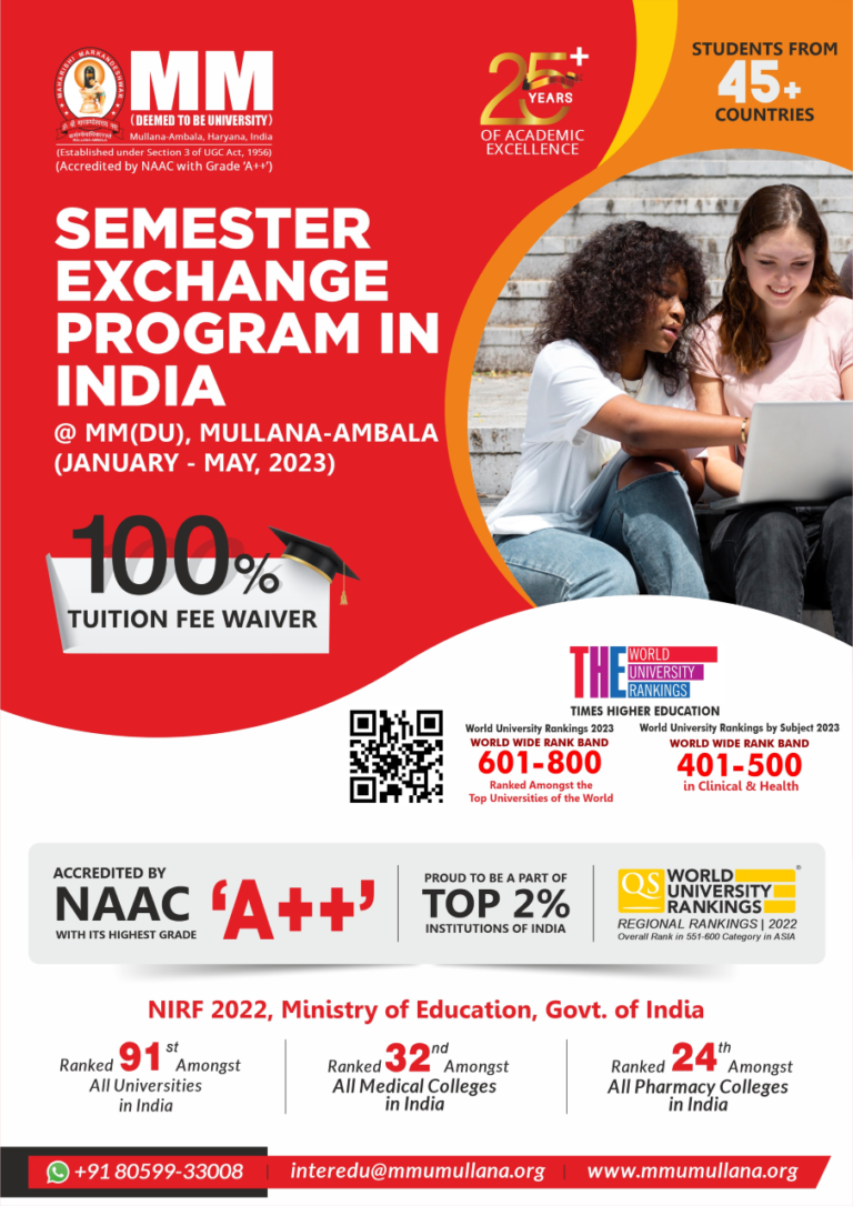 [Call for Applicants] Semester Exchange Program in India with 100% ...