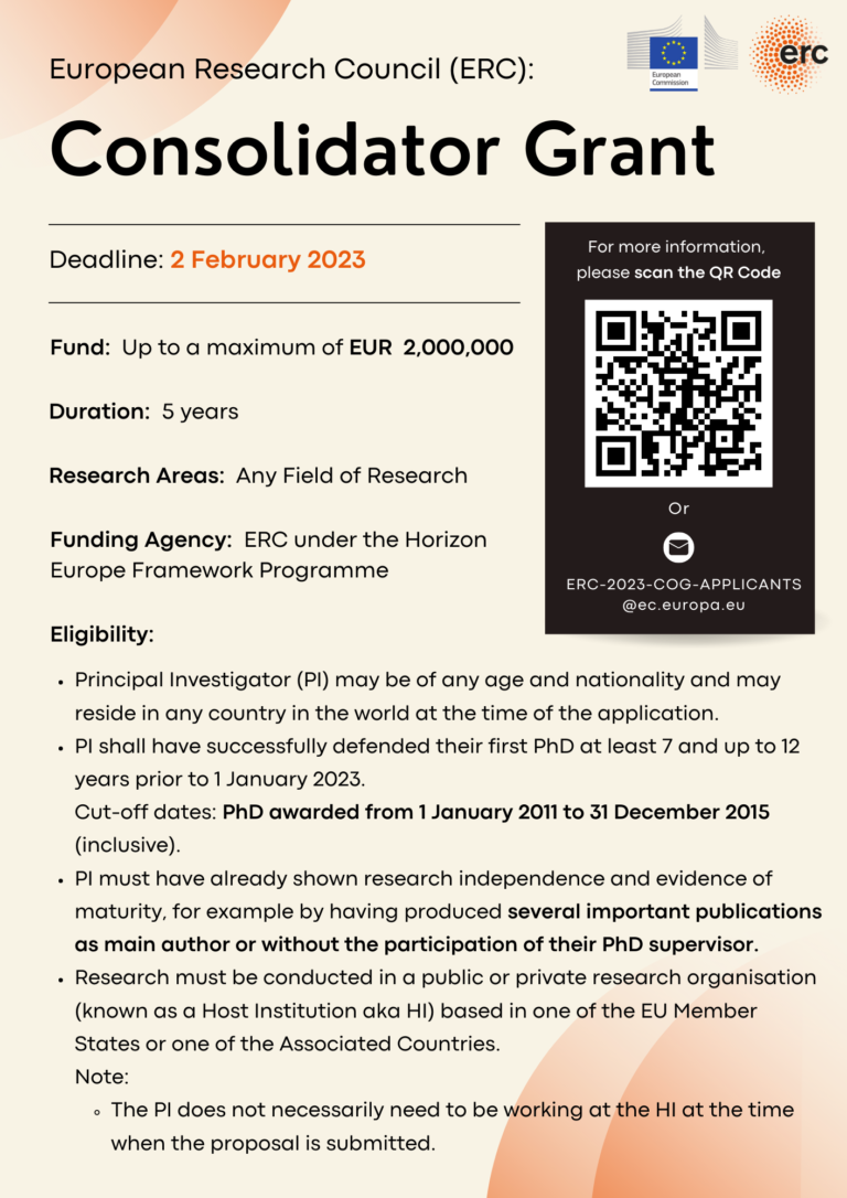 European Research Council (ERC): Consolidator Grant - Office of ...