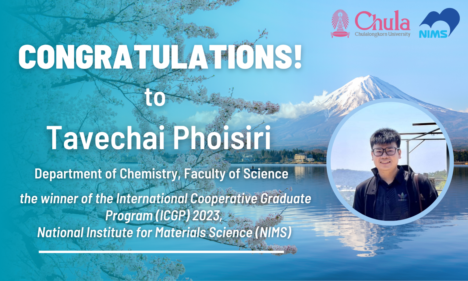 Congratulations to Mr. Tavechai Phosiri, a PhD Student at the ...