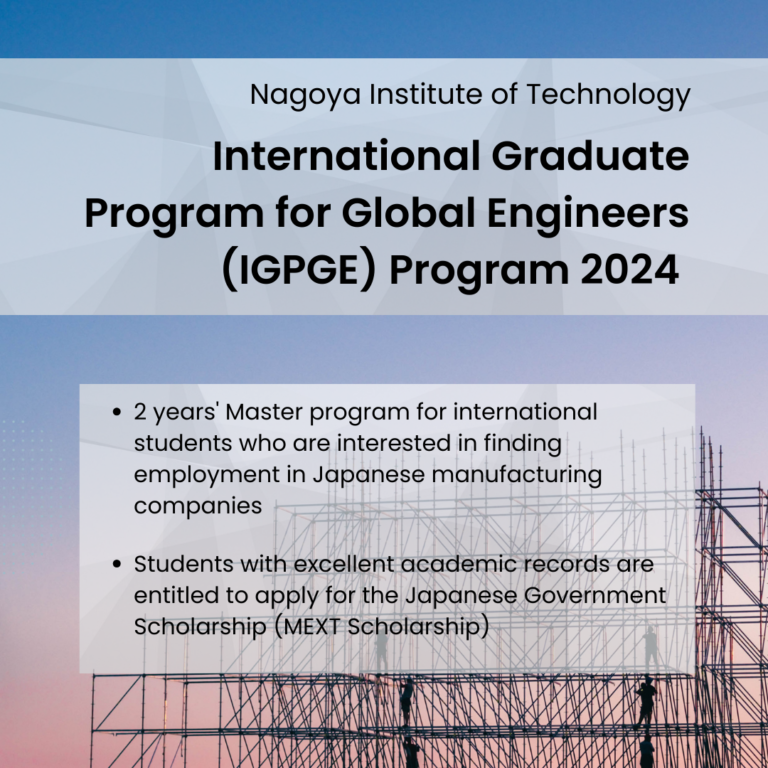 NITech JAPAN: International Graduate Program for Global Engineers (IGPGE) Program 2024 - Office ...
