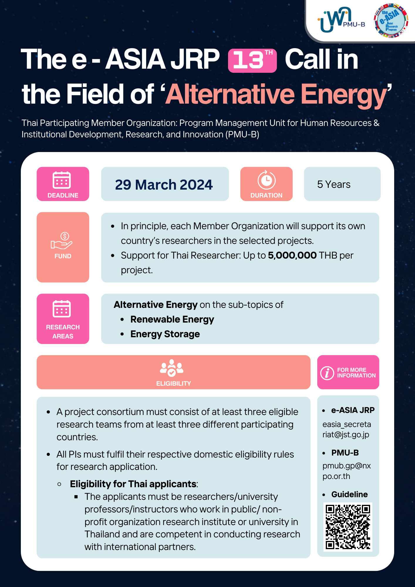 The e-ASIA Joint Research Program (e-ASIA JRP) 13th Call in the Field ...