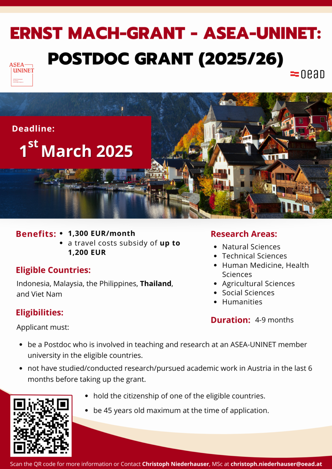 Ernst Mach-Grant – ASEA-UNINET: Postdoc Grant (Call 2025/26) - Office ...