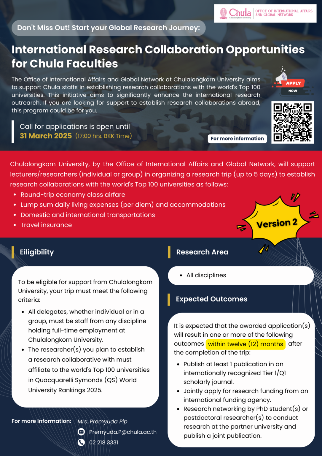 International Research Collaboration Opportunities for Chula Faculties ...