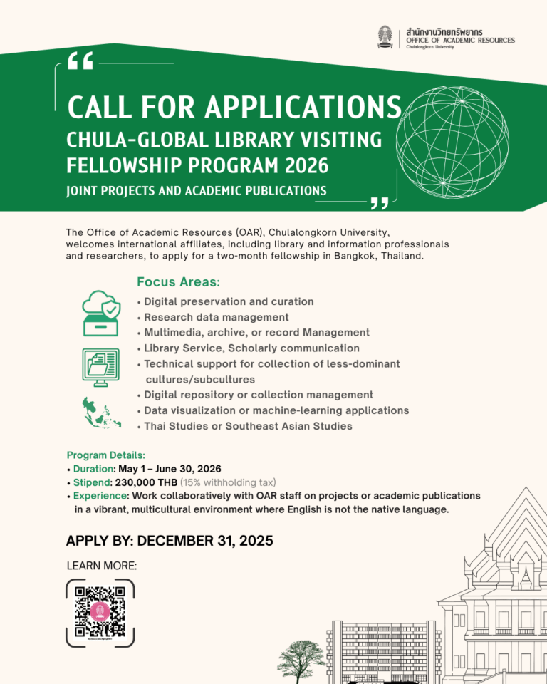 [Call for Applications] Chula-Global Library Visiting Fellowship ...